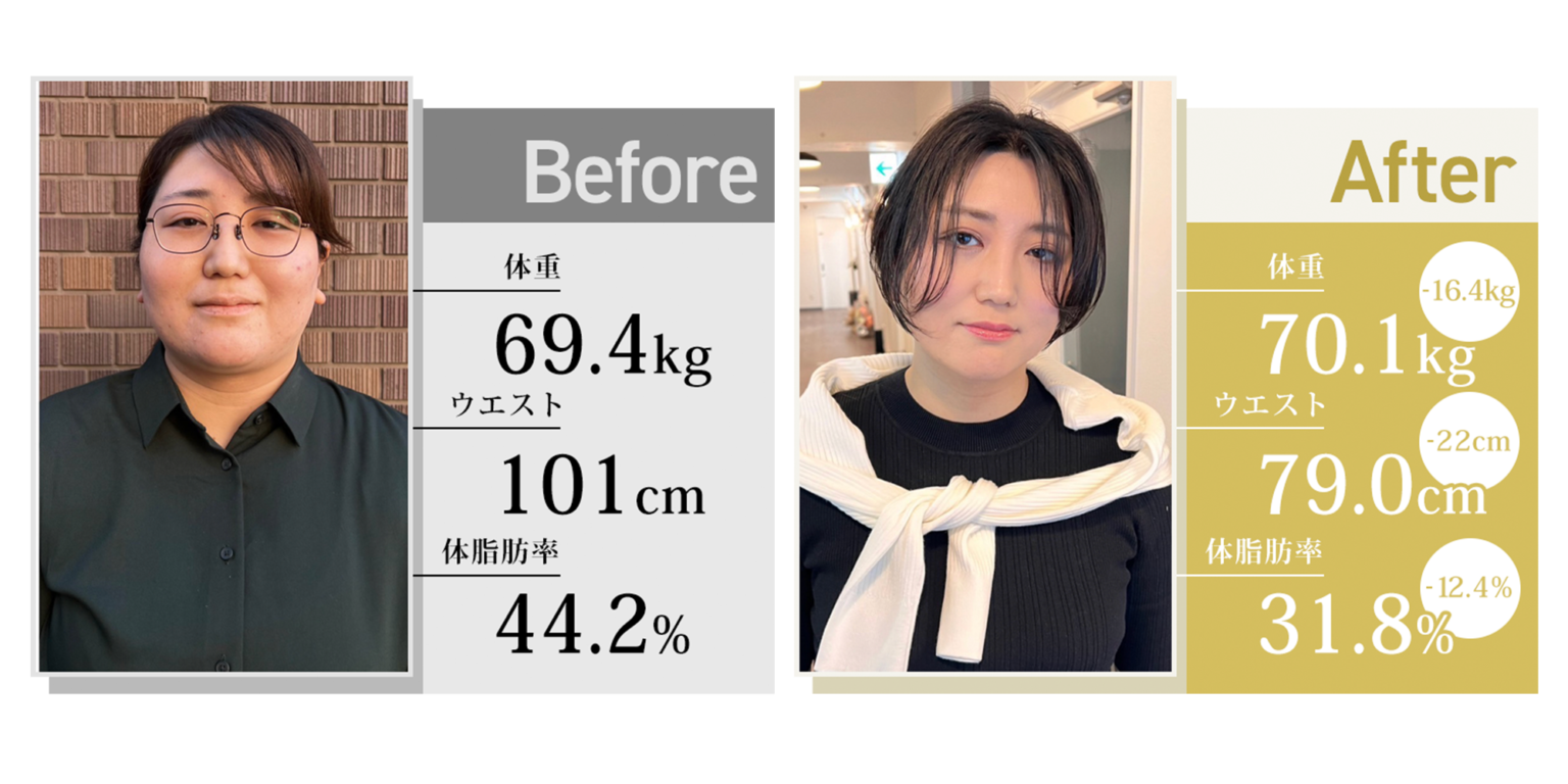 身長160cmで80キロ代の女性が17キロ痩せたダイエットのビフォーアフター
